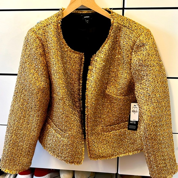 Express | Jackets & Coats | New With Tags Metallic Gold Express Jacket ...